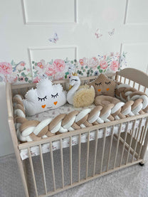 Cream Crib Set - Double Braided Bumper + 3 Free Pillows – Allbright Kids